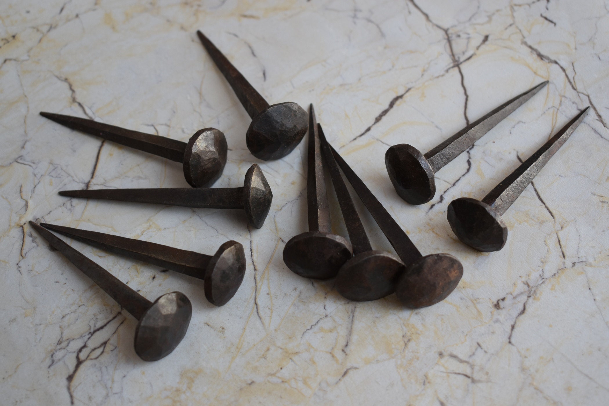 Iron Hand Forged Nails Vintage Blacksmith Solid Rustic Furniture Nails ...