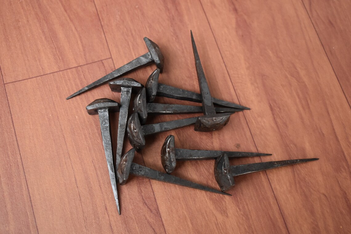 10 Pcs Lot Hand Forged Iron Nails Vintage Blacksmith Solid - Etsy