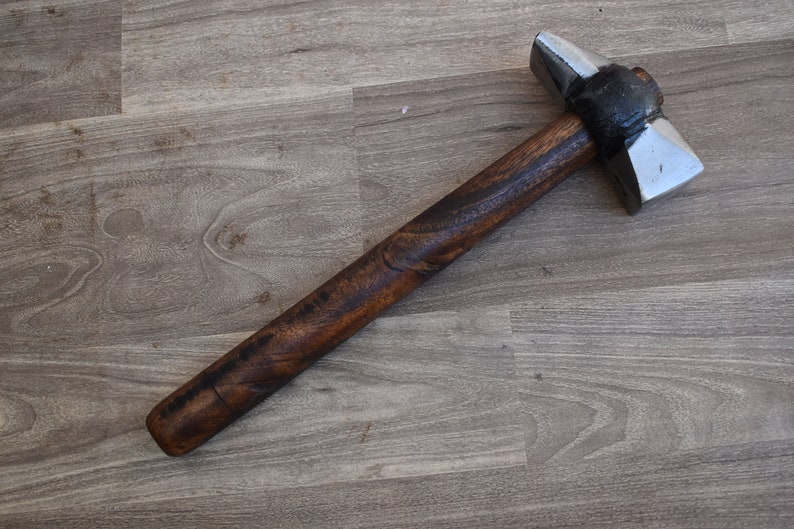 Blacksmith Hammer Iron Handforged Wood Working Square Herd Hammer Tool ...