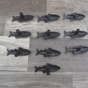 Vintage Cast Iron Fish Shape Door Cabinet Drawer Handles Pull Knob 10 ...