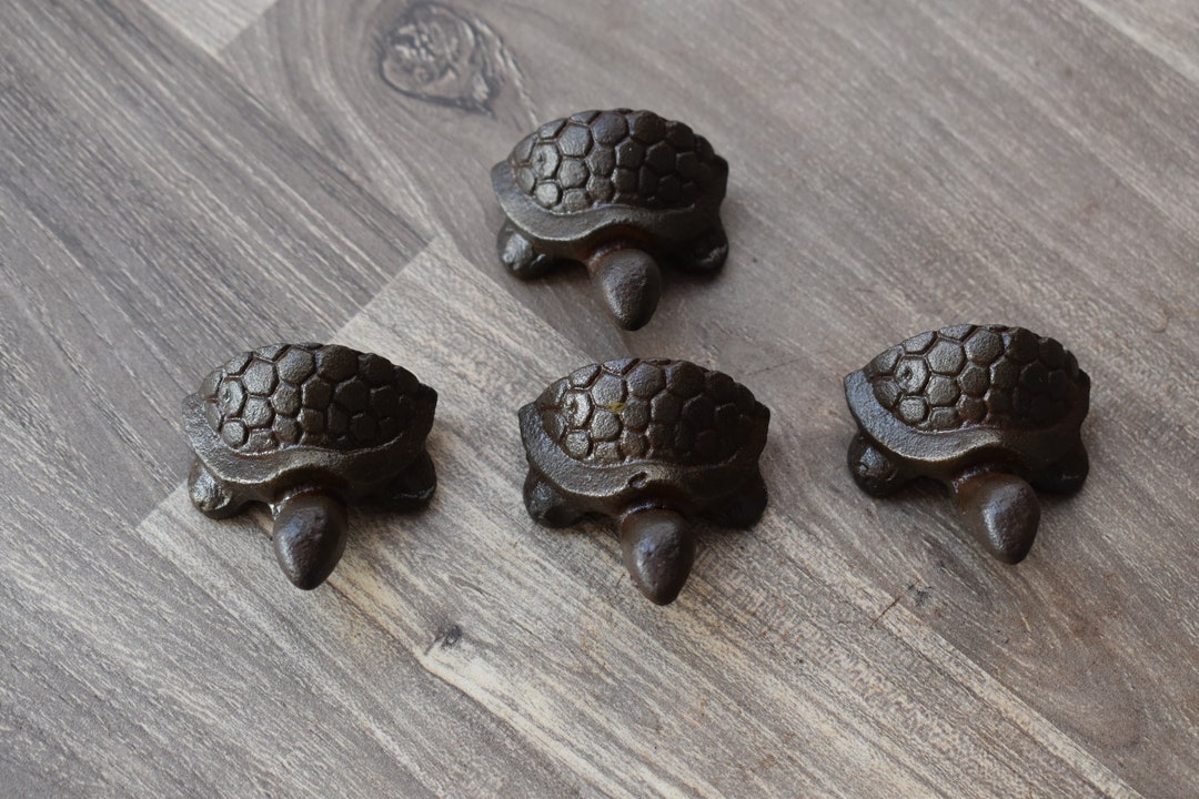 Iron Door Knobs Cast Iron Cabinet Tortoise Drawer Handles Pull Rustic 4 Pcs - Etsy