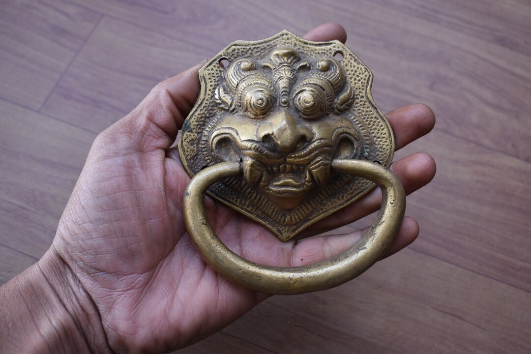 Vintage Brass Dragon Handle Knocker Drop Gate Pull Handle Solid Brass ...