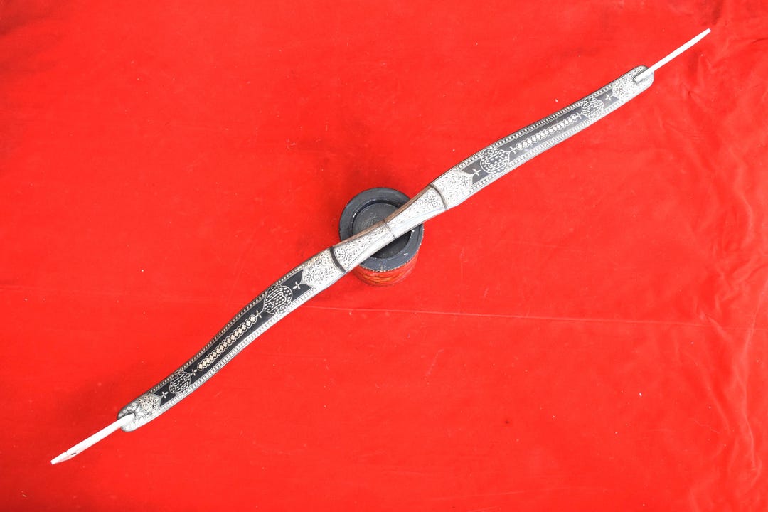 Vintage Type Steel Mughal Islamic Ottoman Silver Damascened Bow ...