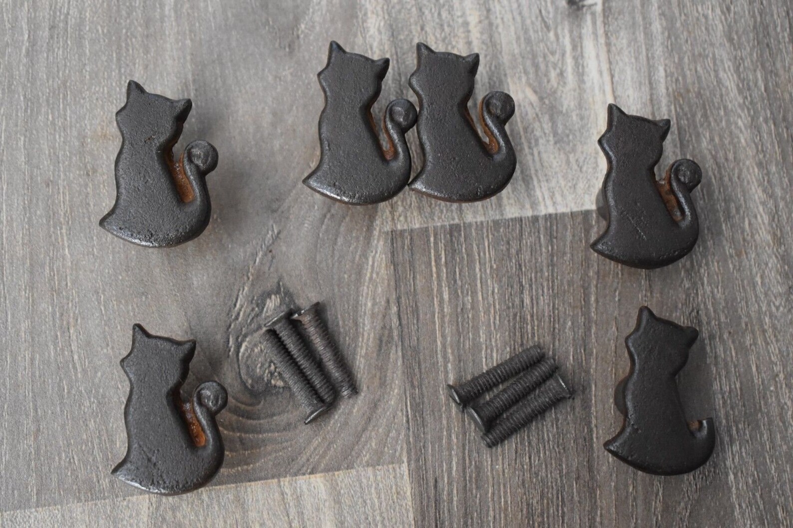 Vintage Cast Iron CAT Cabinet Drawer Handles Pull Rustic Knob 6 Pcs - Etsy