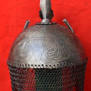 Vintage Decorative Mughal Islamic Iron Engraved Helmet Khula Khud Armor ...