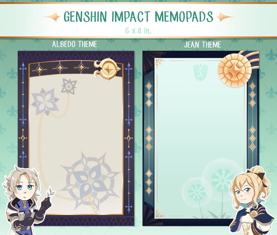 Genshin Impact Character Memopads - Etsy