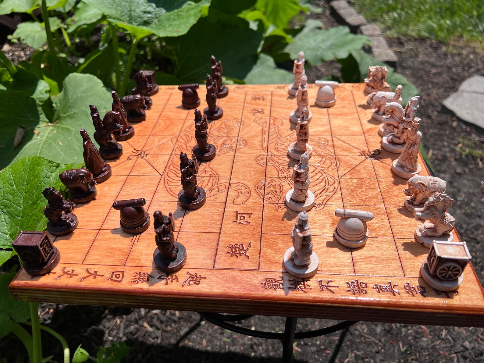Handmade Wooden Chinese Chess Set Aka Xiangqi | Personalized | Back is ...