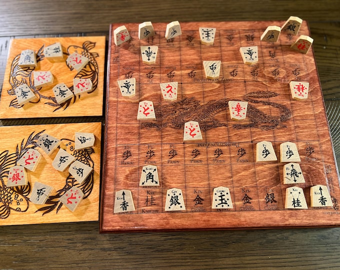 International / Westernized Shogi Set With Arrows and Japanese 1-kanji ...