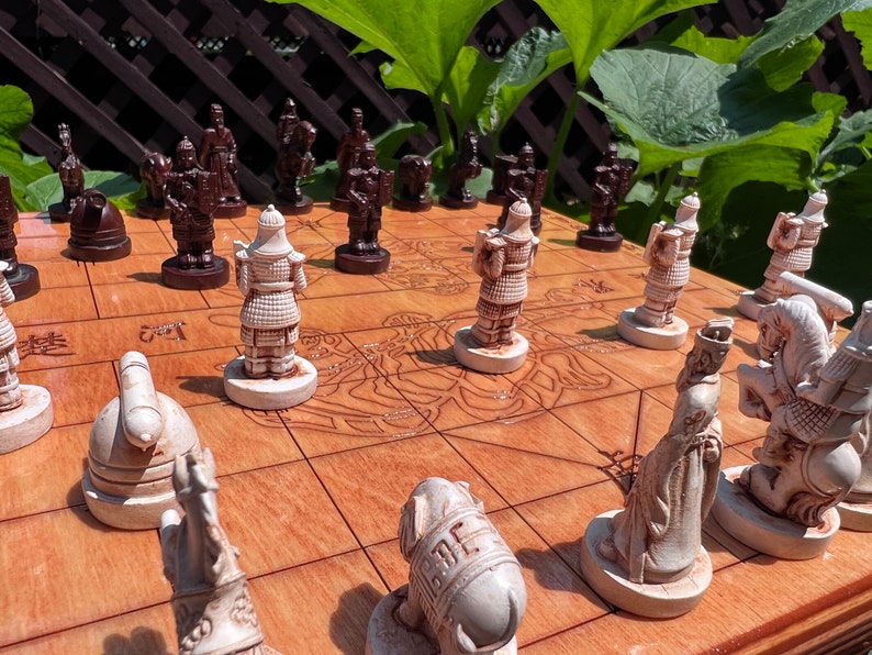 Handmade Wooden Chinese Chess Set Aka Xiangqi | Personalized | Back is ...