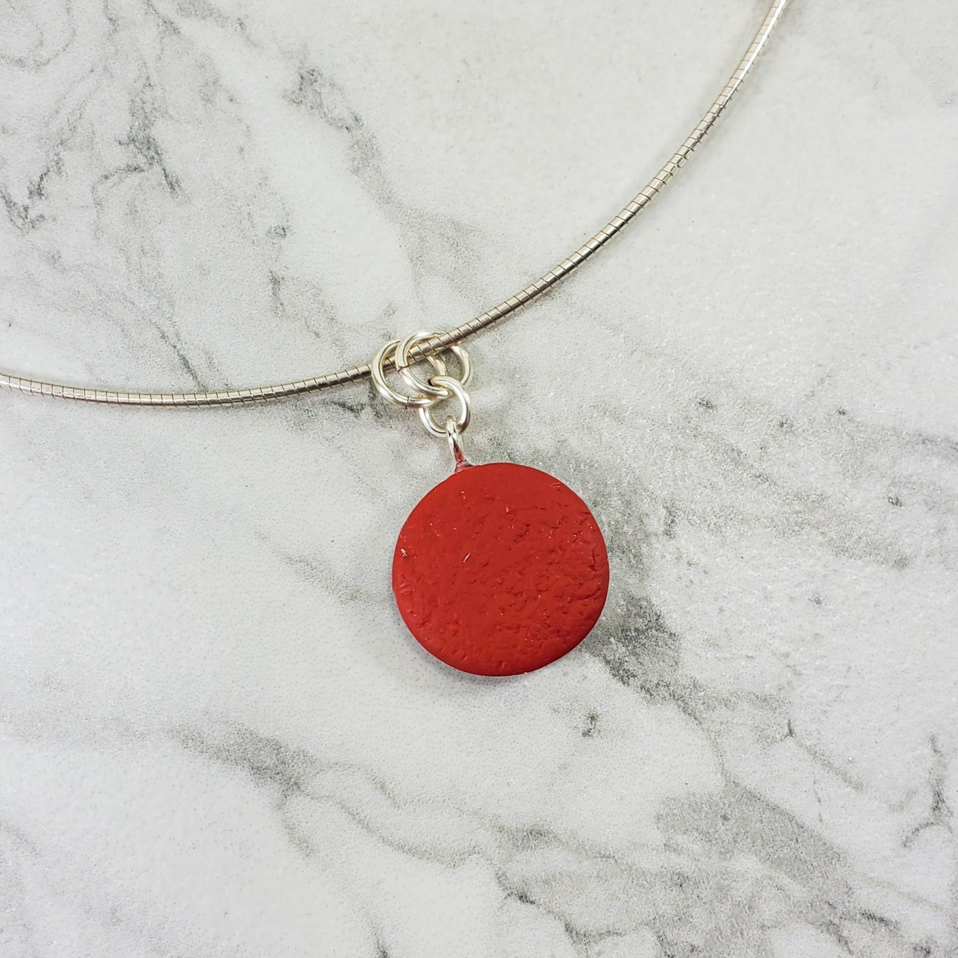 Matte Red Texture Round Pendant - Texture Matte Red Round - Polymer ...