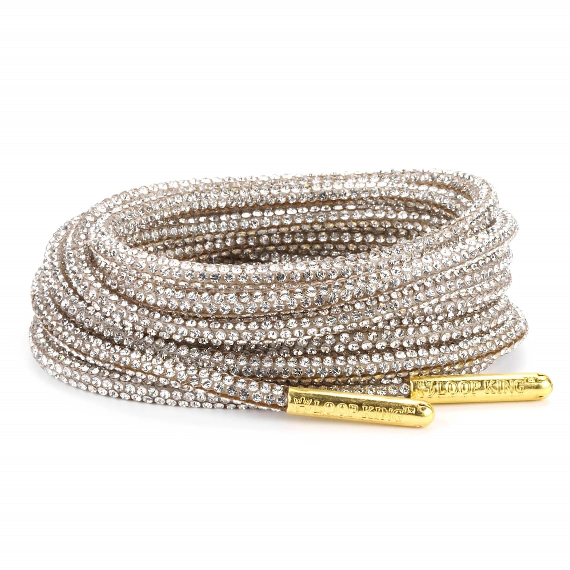 Rope Crystal Rhinestone Shoe Laces With Gold Aglets by Loop King Laces ...
