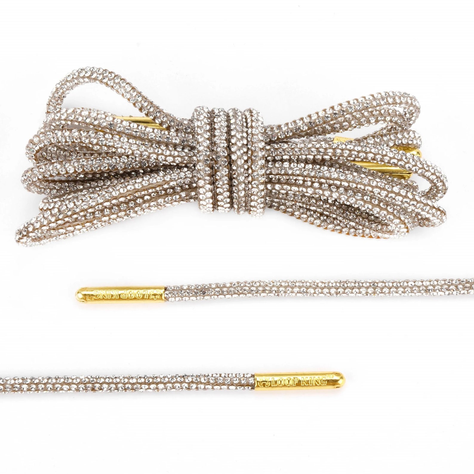 Rope Crystal Rhinestone Shoe Laces With Gold Aglets by Loop King Laces ...