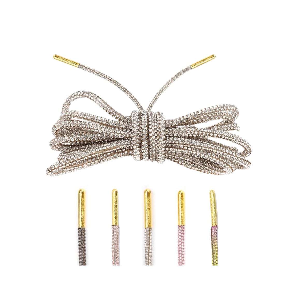 Rope Crystal Rhinestone Shoe Laces With Gold Aglets by Loop King Laces ...