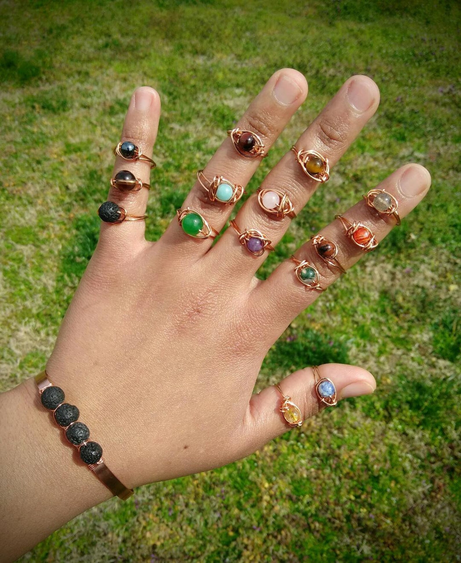 Wire Wrapped Rings Copper Wire Rings Crystal Rings Gemstone - Etsy