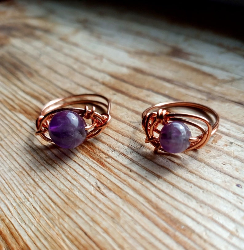 Amethyst Wire Wrapped Ring Copper Wire Ring Crystal Ring - Etsy