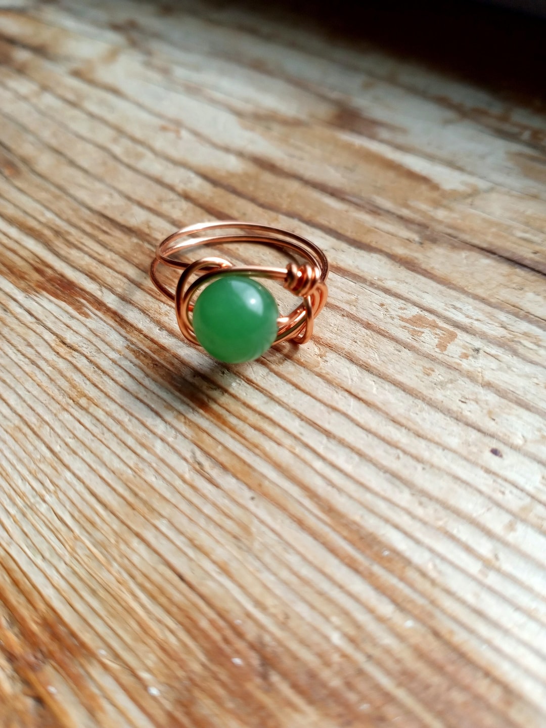 Anillo envuelto en alambre de aventurina verde, anillo de alambre de ...