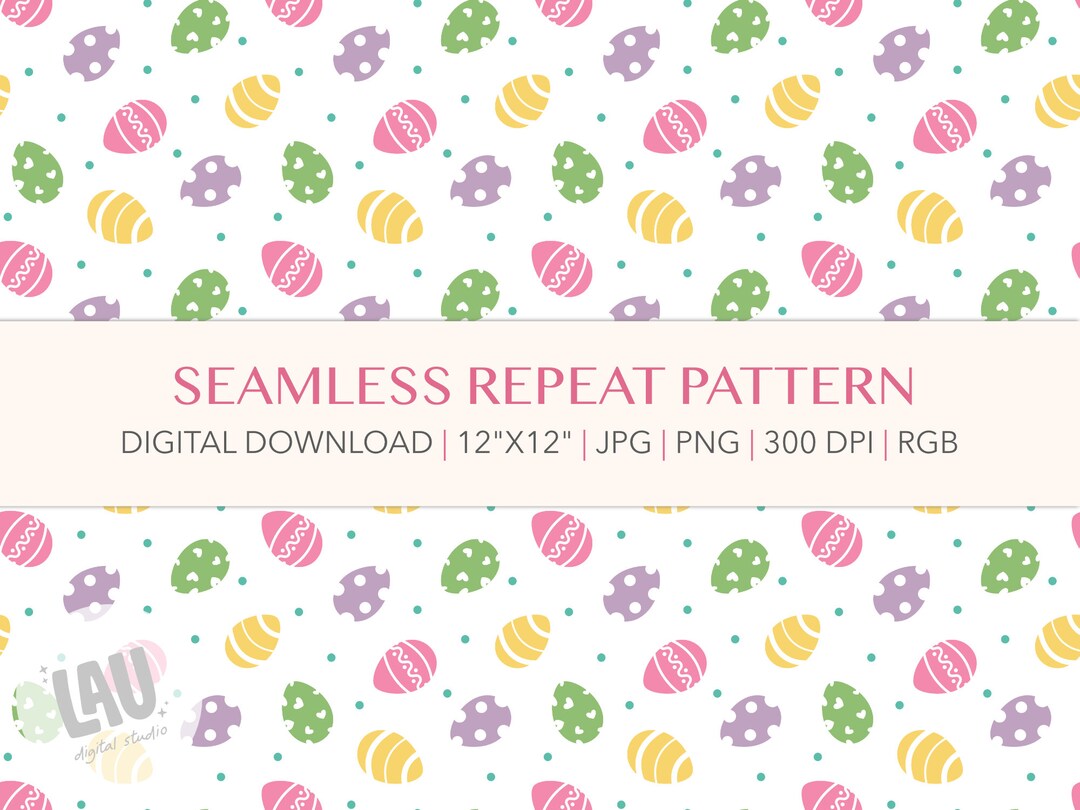 Color Easter Egg Pattern on Cream, Digital Paper, Fabric Seamless ...
