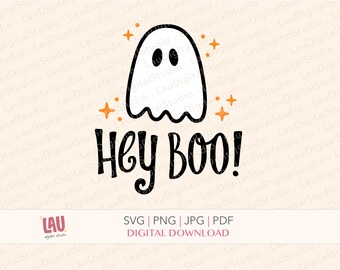 Cute Hey Boo Ghost Digital PNG + SVG Download - Etsy