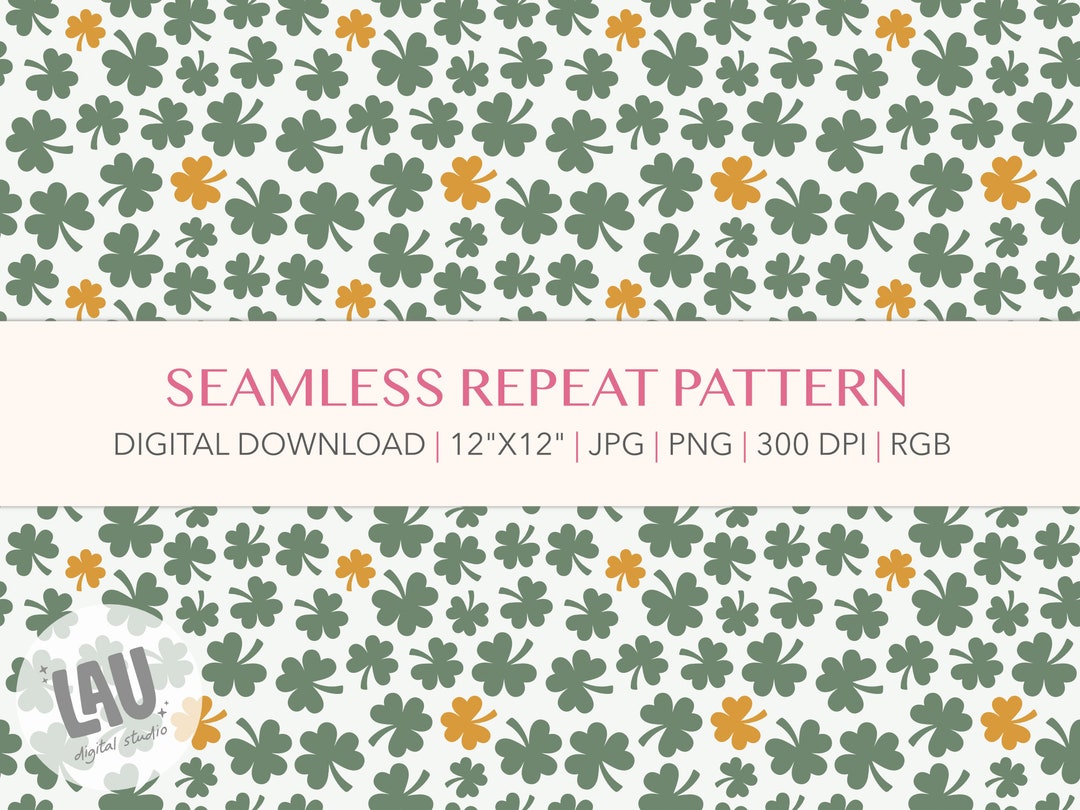 St. Patrick's Day Muted Shamrock Pattern - Digital Paper - Fabric ...