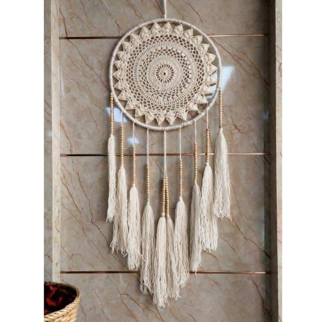 Dream Catcher, Large White Color Dream Catcher, Boho Wool Dream Catcher ...