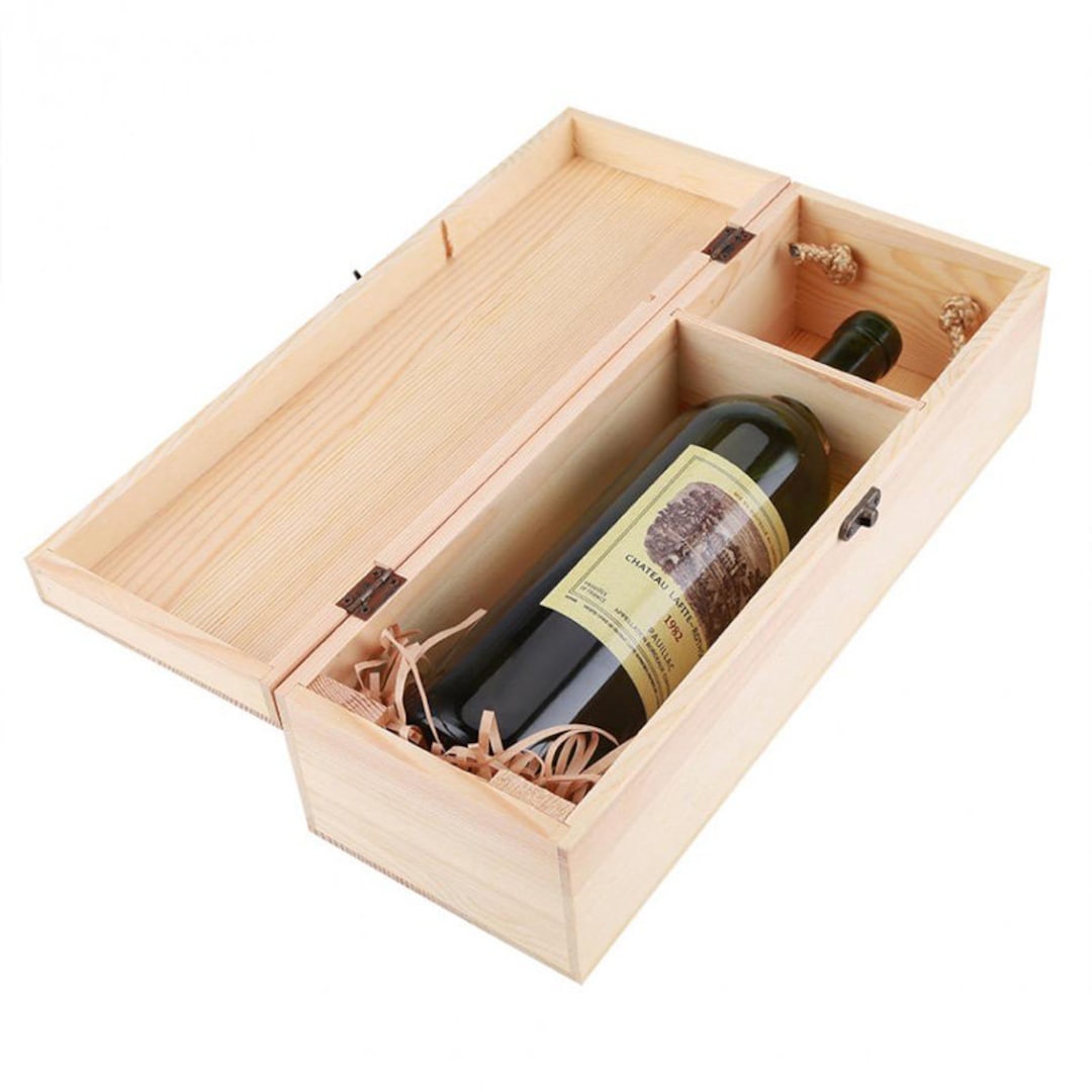 Wooden Wine Gift Box With Latch, Single Bottle - Etsy