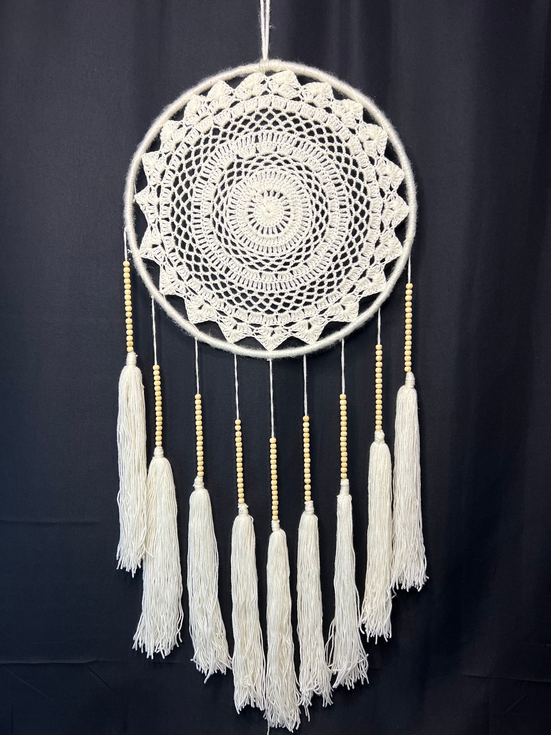 Handmade Woolen Dreamcatcher, Natural White Color. Finely Hand Knitted ...