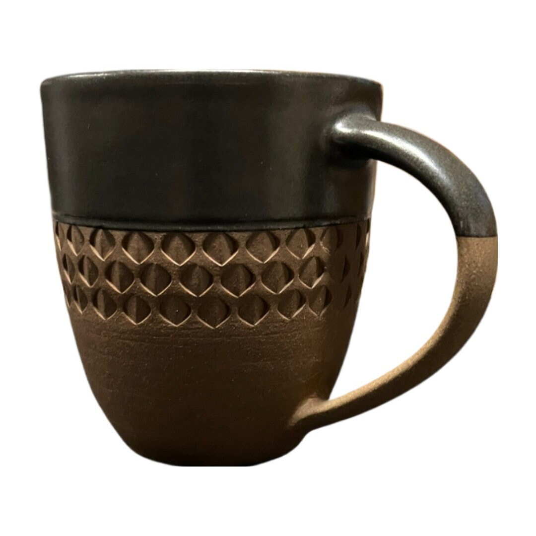 POTTERY MUGS Brown Black Diamond Pattern LARGE Gifts for Dad - Etsy