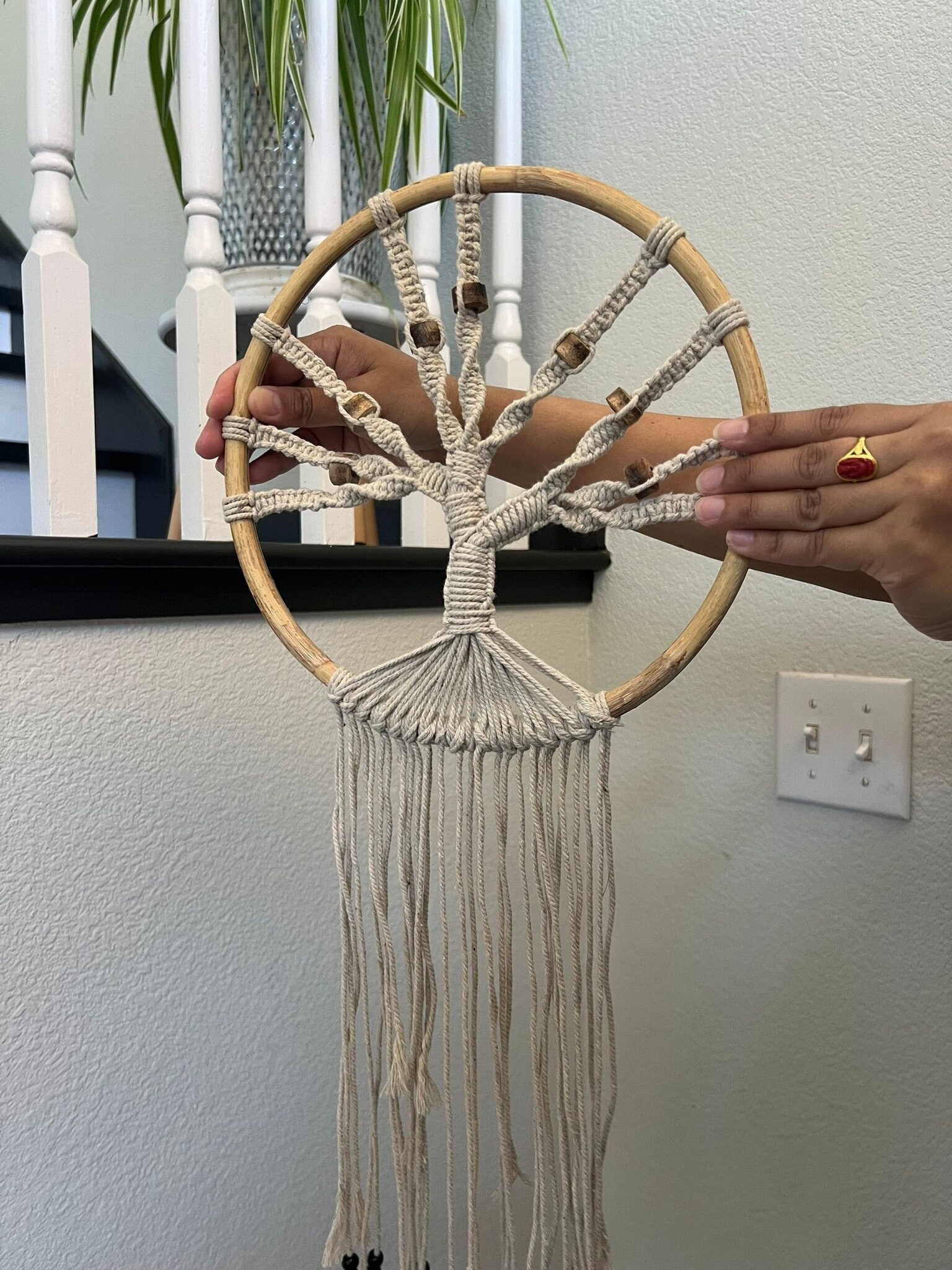 100% Handmade Dreamcatcher, Natural White Color. Finely Hand Knitted ...