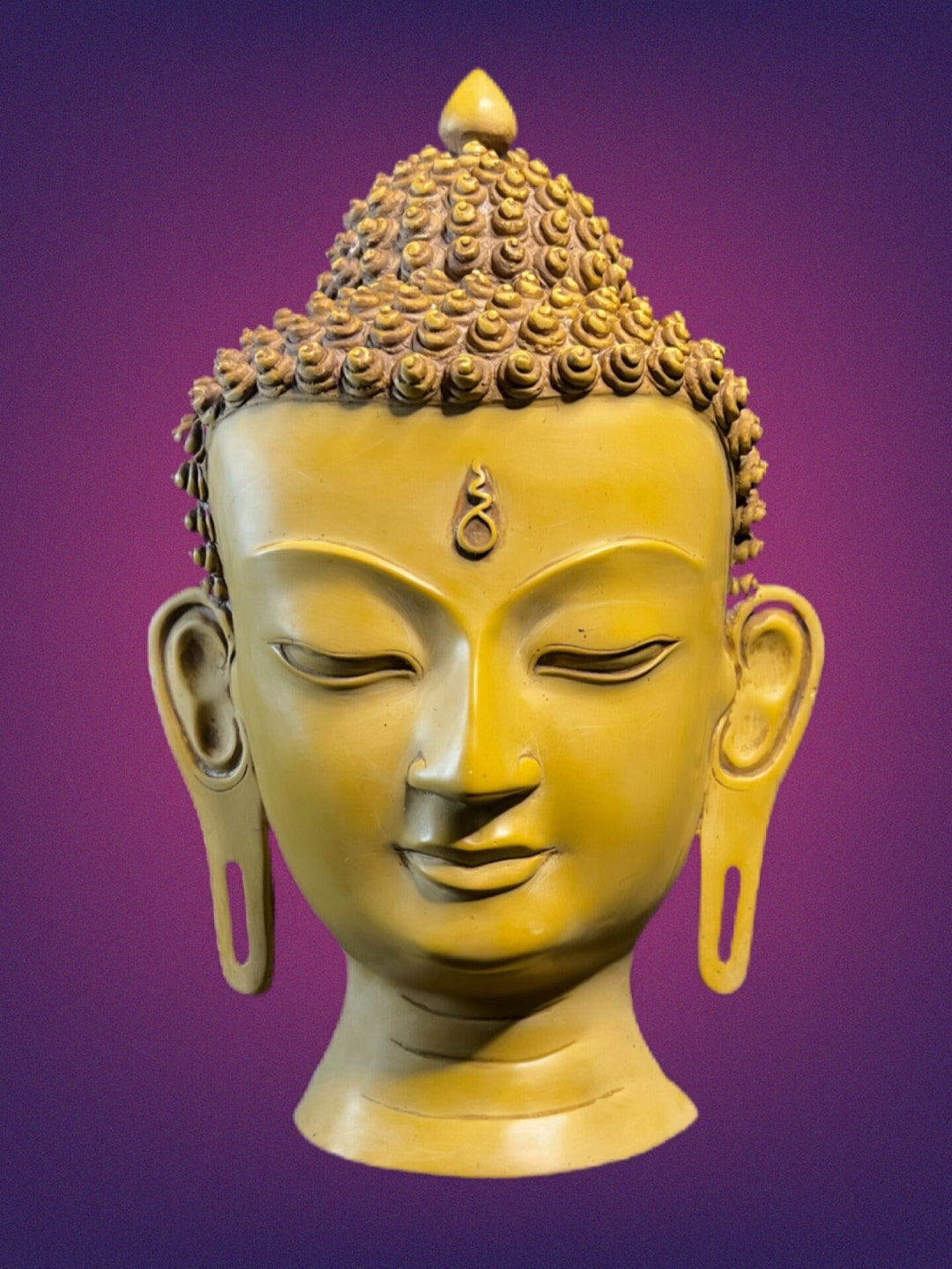 100% Handmade Yellow Buddha Mask Buddha Head Large 15 in X 10.5 In ...