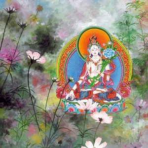 Flower Tara by Karma Phuntsok, Shakyamuni Buddha, Thangka Art, Buddhist ...