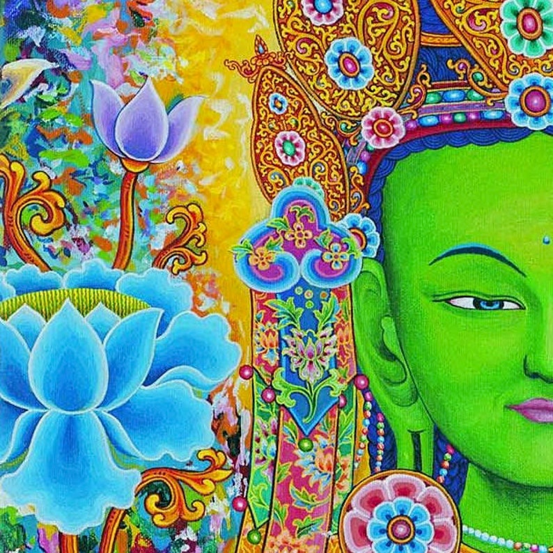 Diosa Verde, Madre Tara por Karma Phuntsok, Arte Thangka, Arte Budista ...