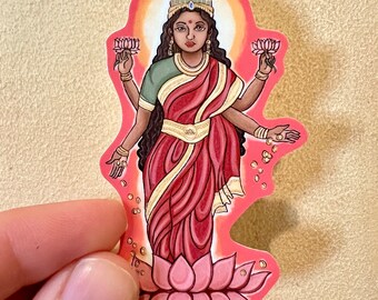 Colorful Goddess Lakshmi Laptop Sticker Divine Abundance and Prosperity ...