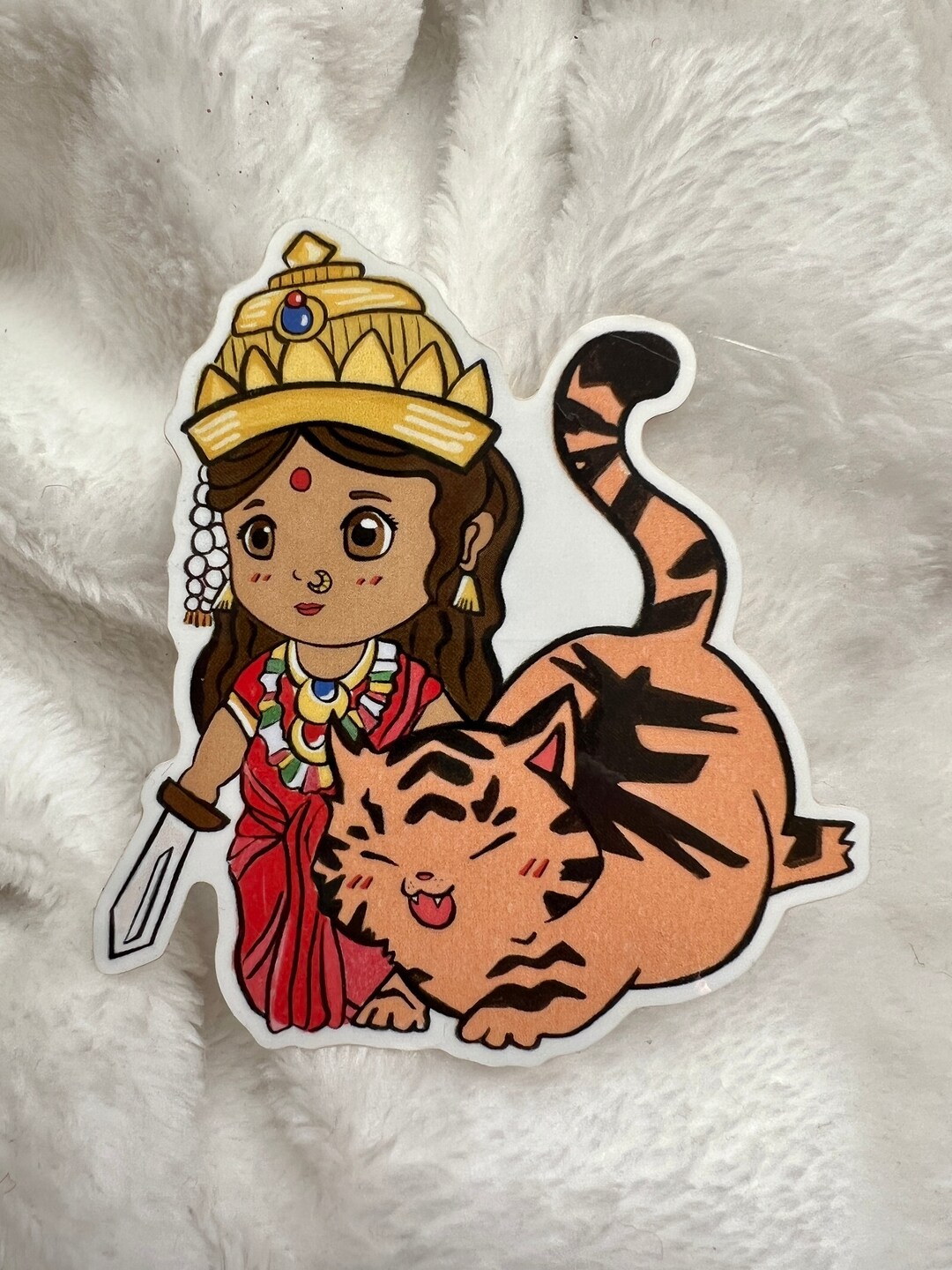 Durga Girl Sticker, Hindu Goddess, Warrior Goddess, Chibi Strength ...