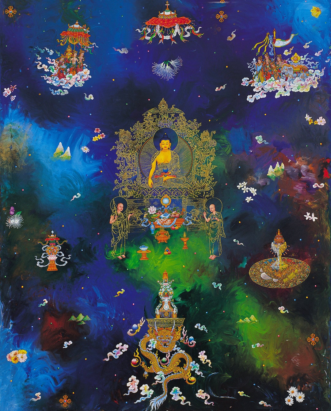 Invocation of Buddha by Karma Phuntsok, Shakyamuni Buddha, Thangka Art ...