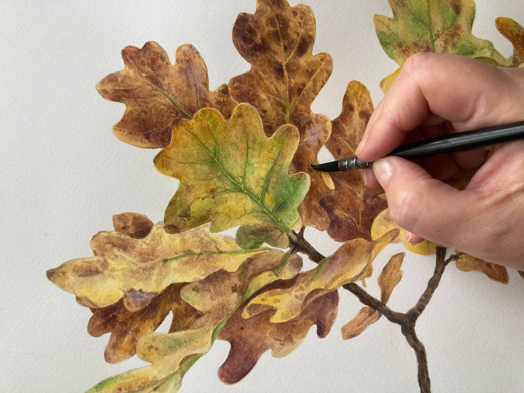 Original Leaves Watercolor Painting Botanical Art Realistic Wall Art ...