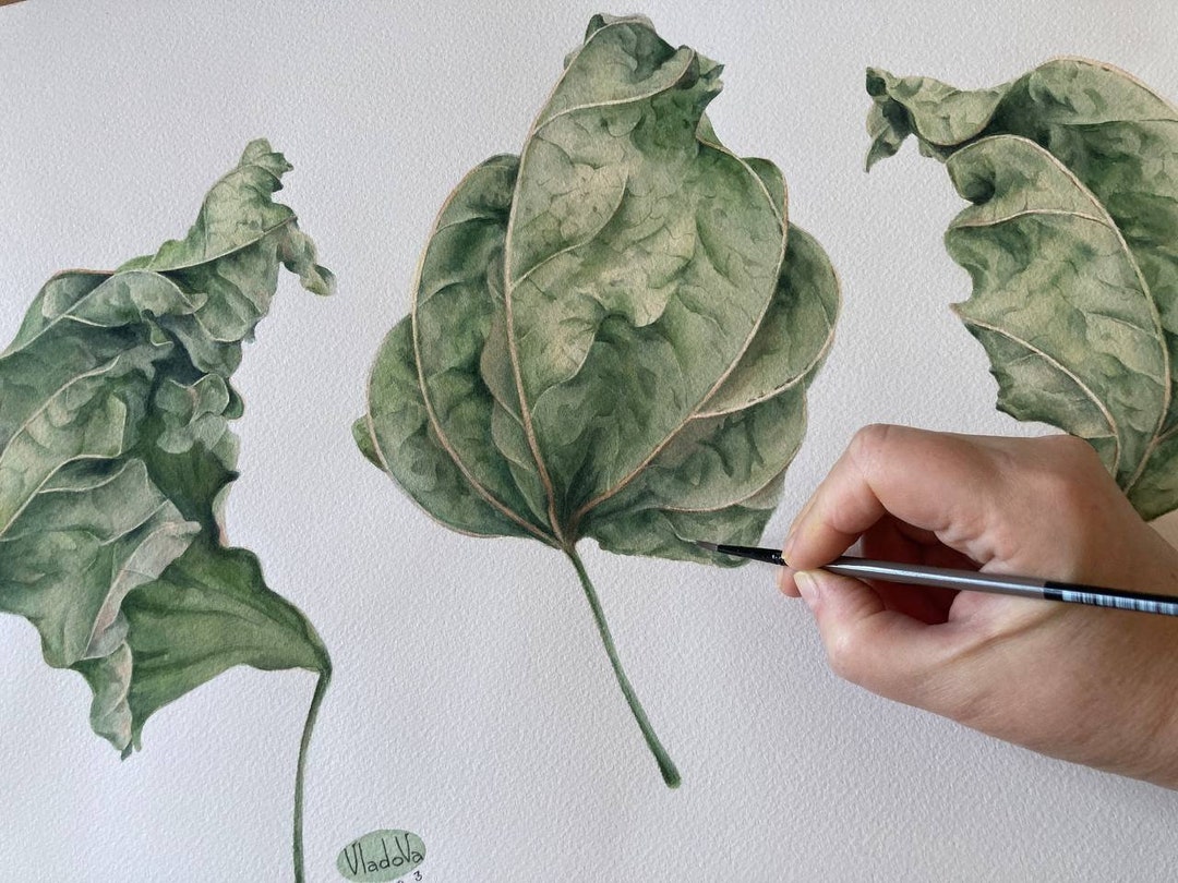 Original Leaves Watercolor Painting Botanical Art Realistic Wall Art ...