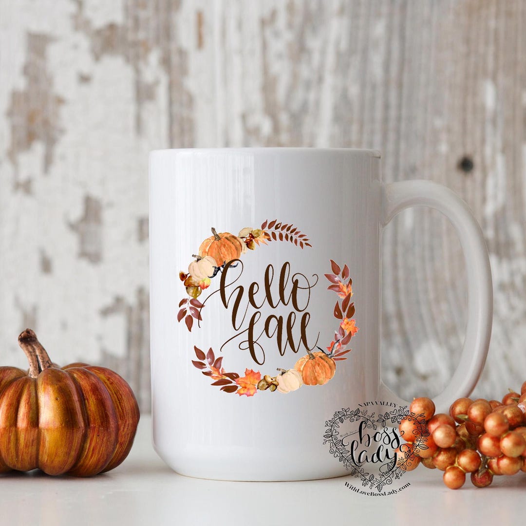 Hello Fall Mug Autumn Coffee Mug Thanksgiving Fall Gifts Fall Tea Cup ...