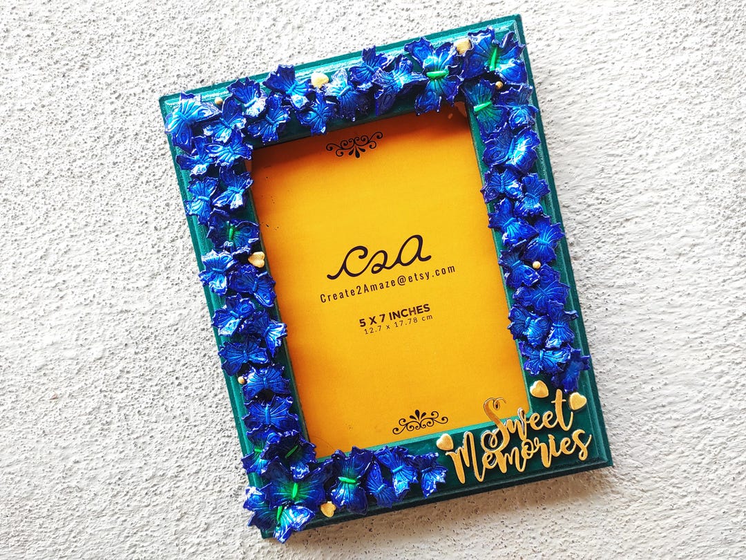 Blue Butterfly Photo Frame, Monarch Butterfly Art, Nature Lover Gift ...