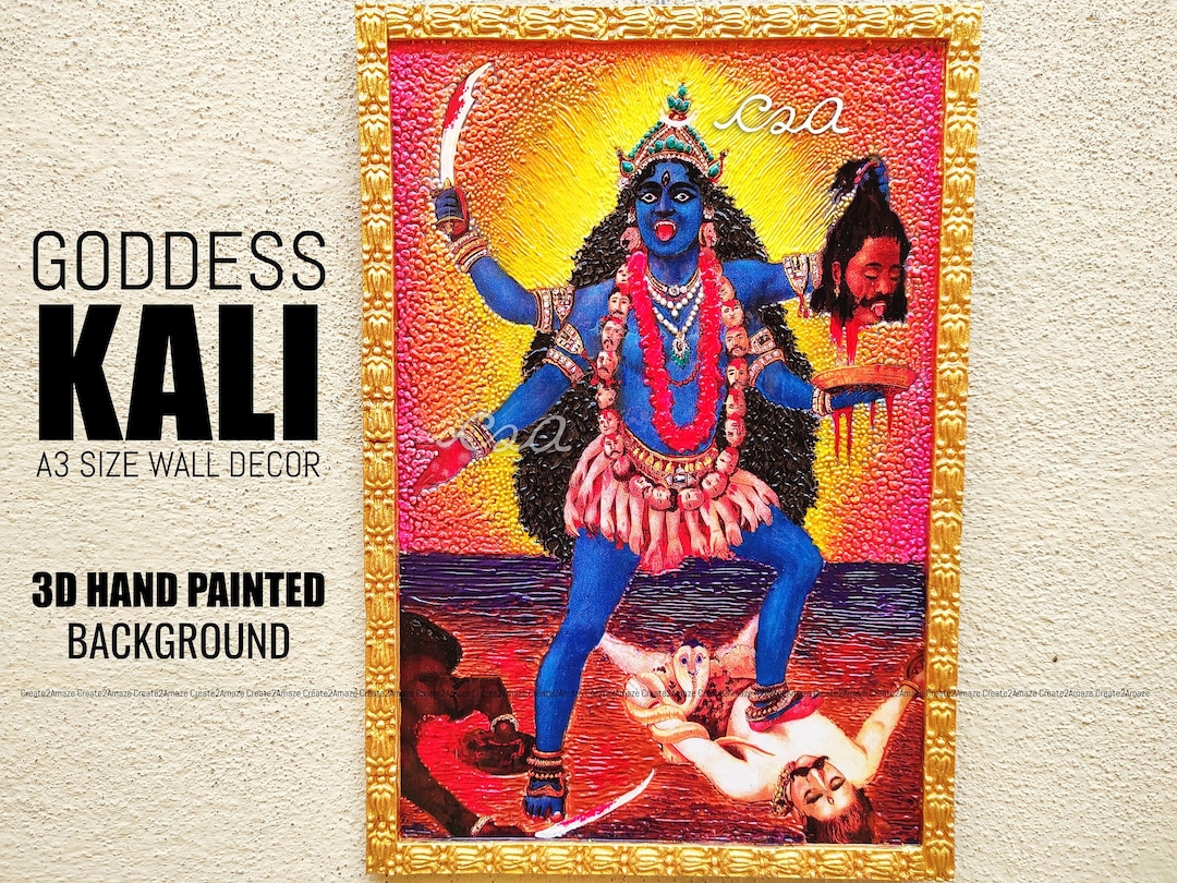 Kali Maa Wall Art With Frame, Goddess Kali Photo, Kali Framed Photo ...