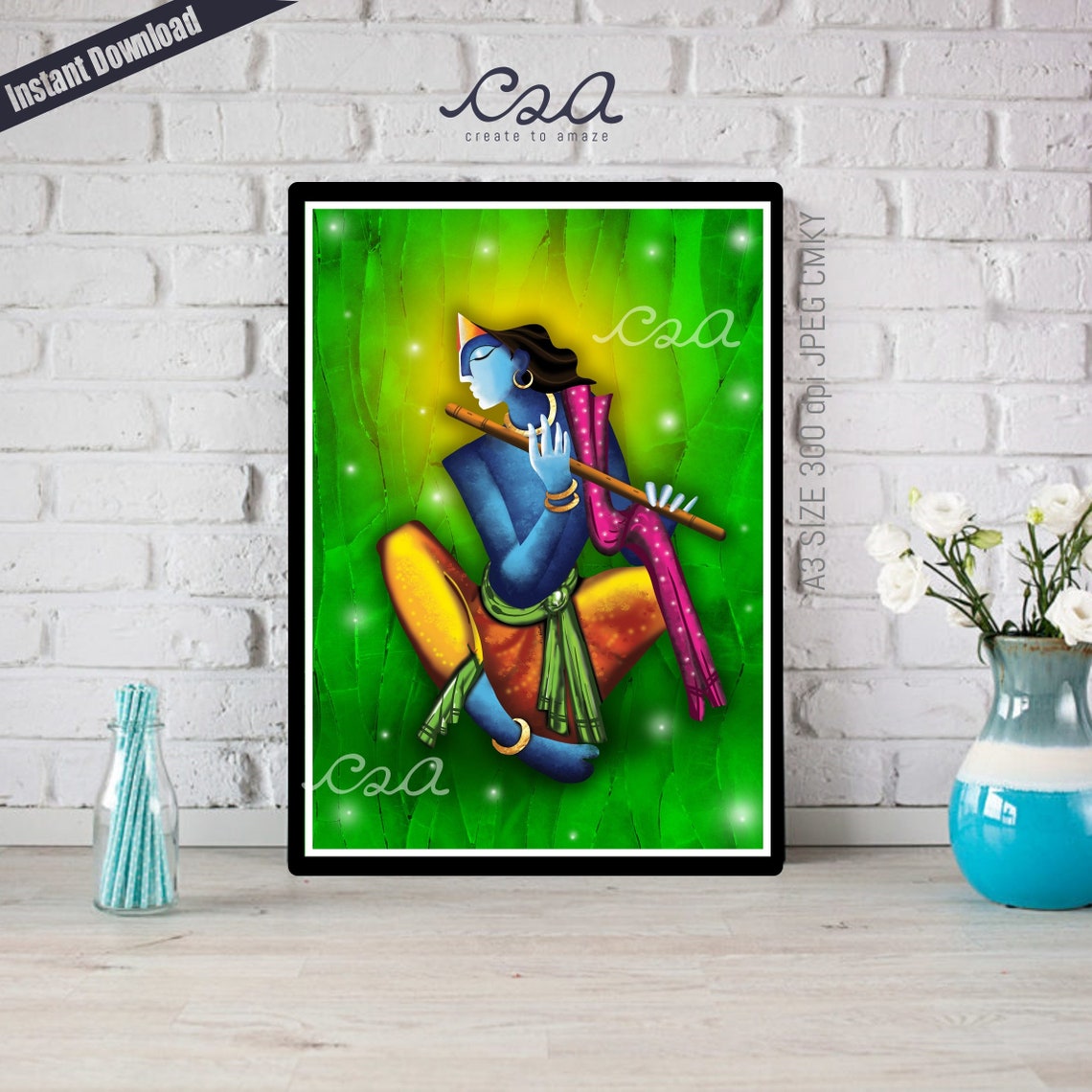 Abstract Wall Art Lord Krishna Instant Download Wallart - Etsy India