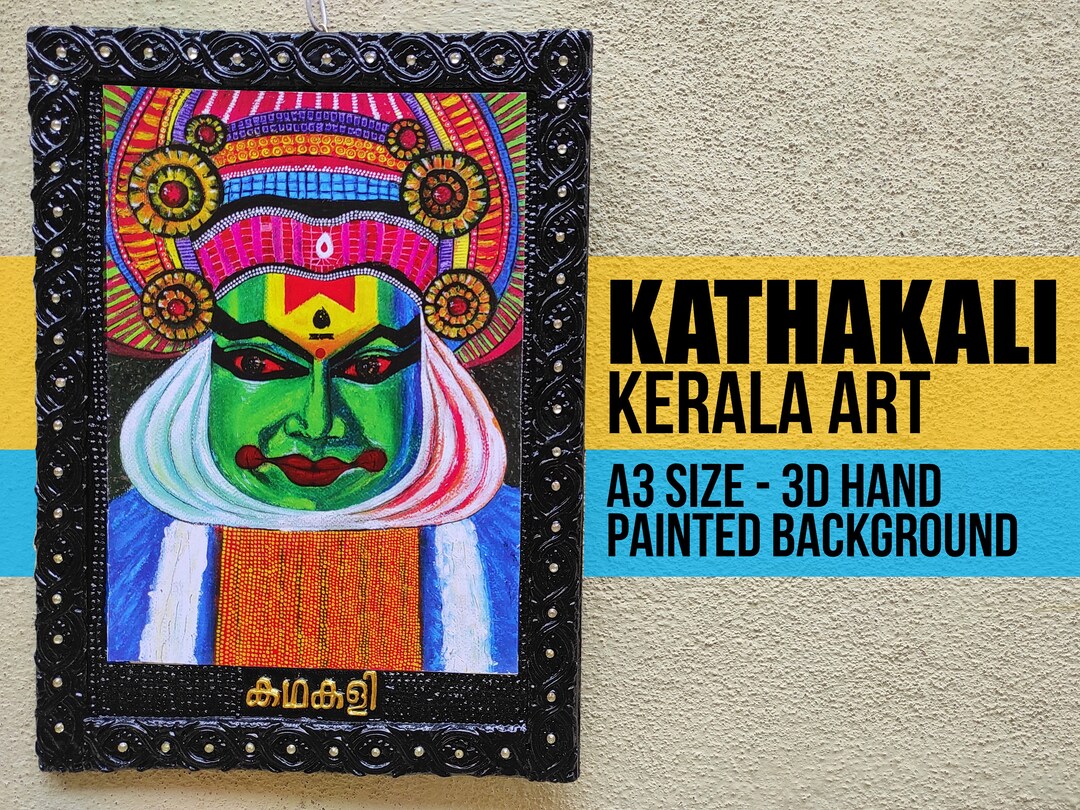 Kathakali Painting Wall Hanging, Indian Folk Art, Kerala Dance Decor ...
