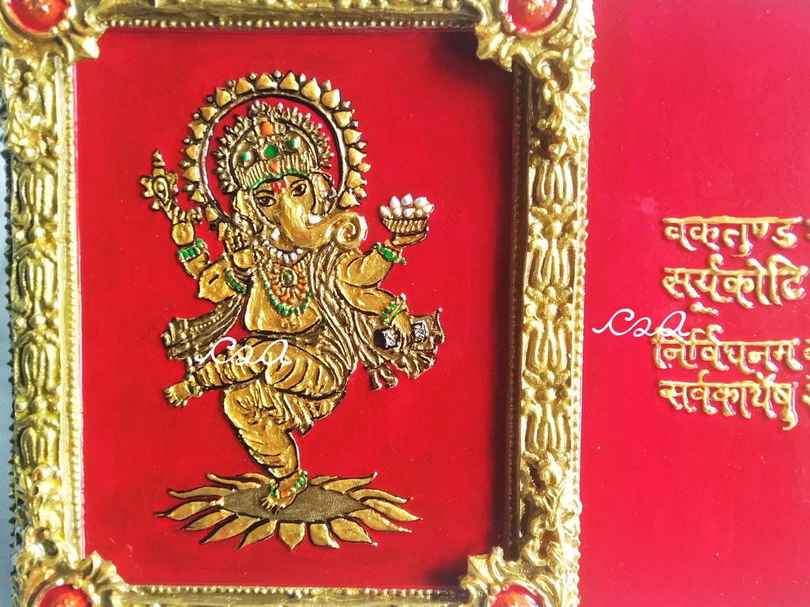 Buy Lord Ganesh Frame Ganesha Wall Hanging Indian God Art Online in ...