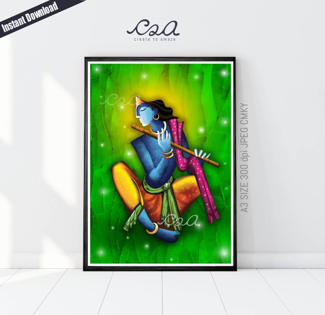 Abstract Wall Art Lord Krishna Instant Download Wallart, Hinduism Art ...
