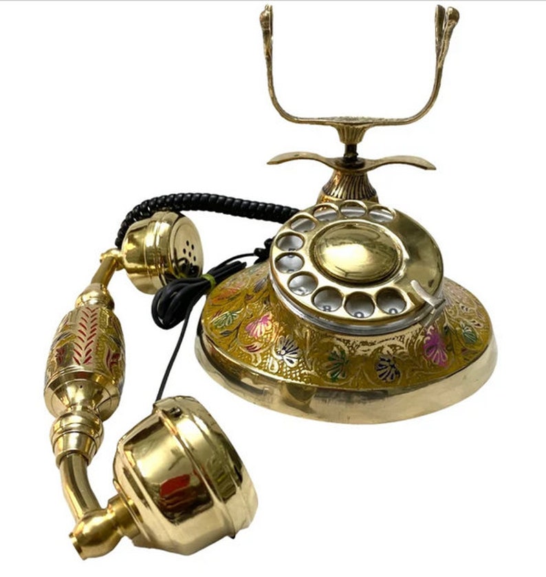 Brass Rotary Dial Phone Retro Style Antique Telephone - Etsy