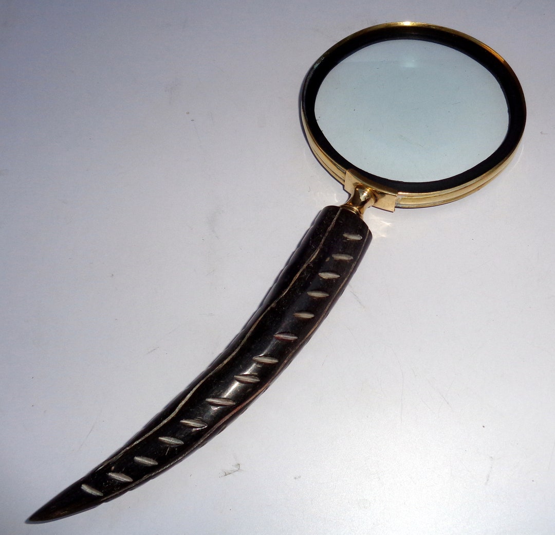 Brass Magnifying Glass Magnifier for Reading With Horn Handle Table Top ...