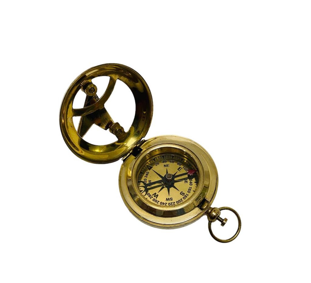Brass Maritime Handmade Push Button Compass Vintage Working Pocket ...