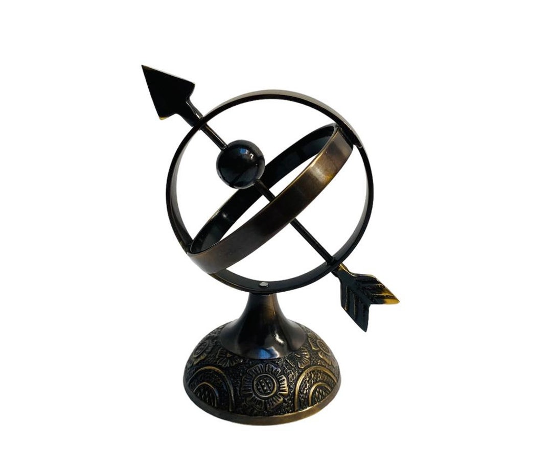 Brass Armillary Sphere Globe With Arrow Engraved Base Home & - Etsy