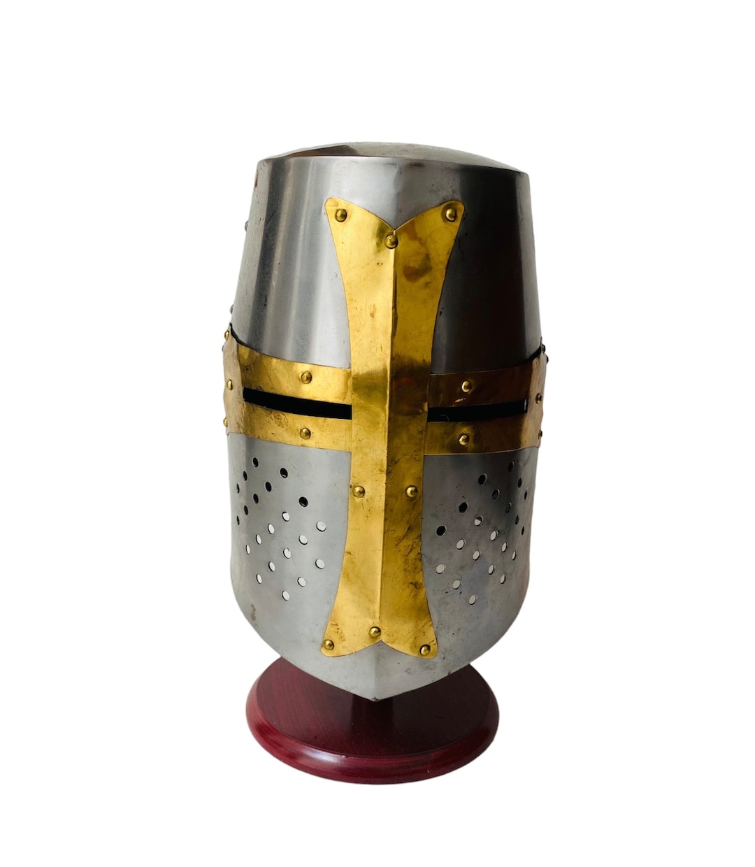 Medieval Warrior Templar Brass Crusader Helmet Knights Helmet Wearable ...