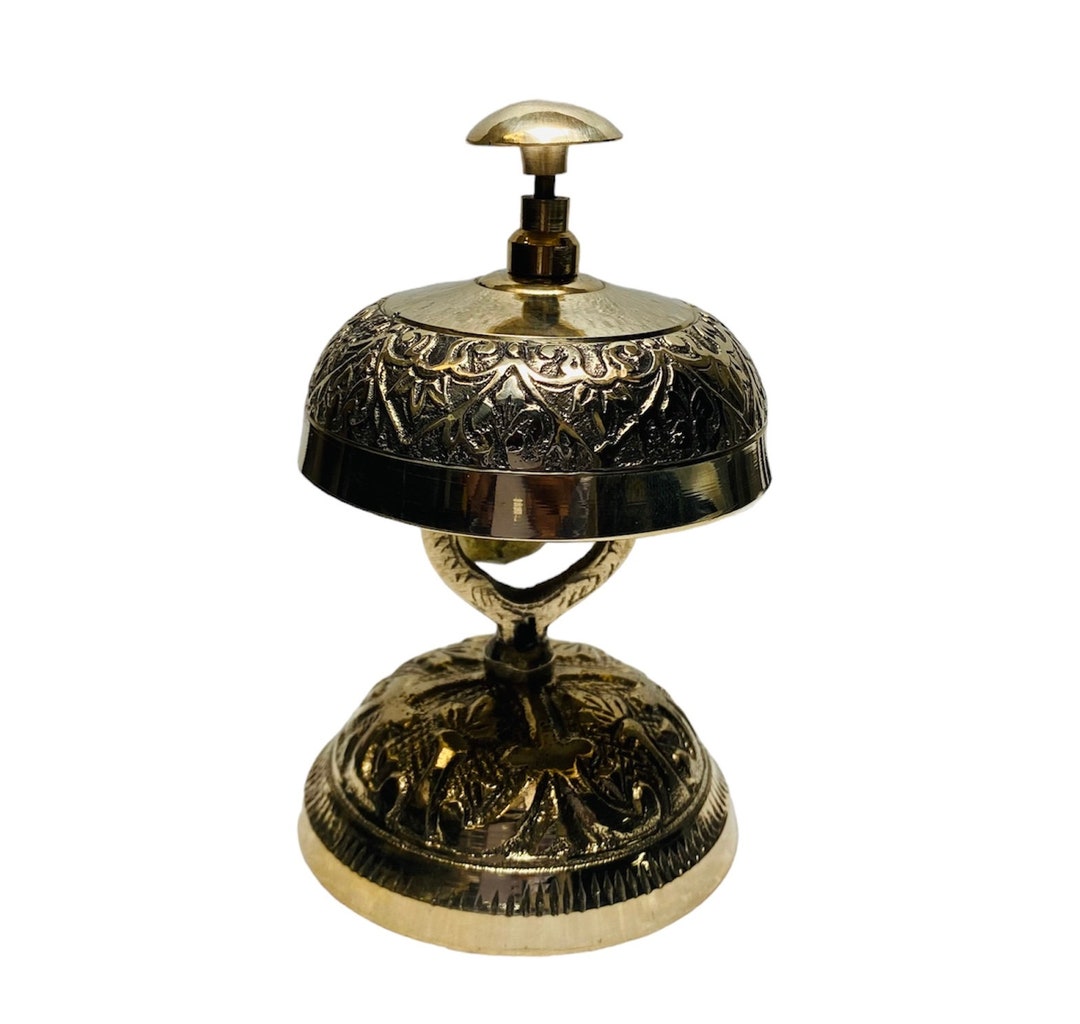Vintage Brass Desk Bell Office Table Bell Ringing Reception Calling ...