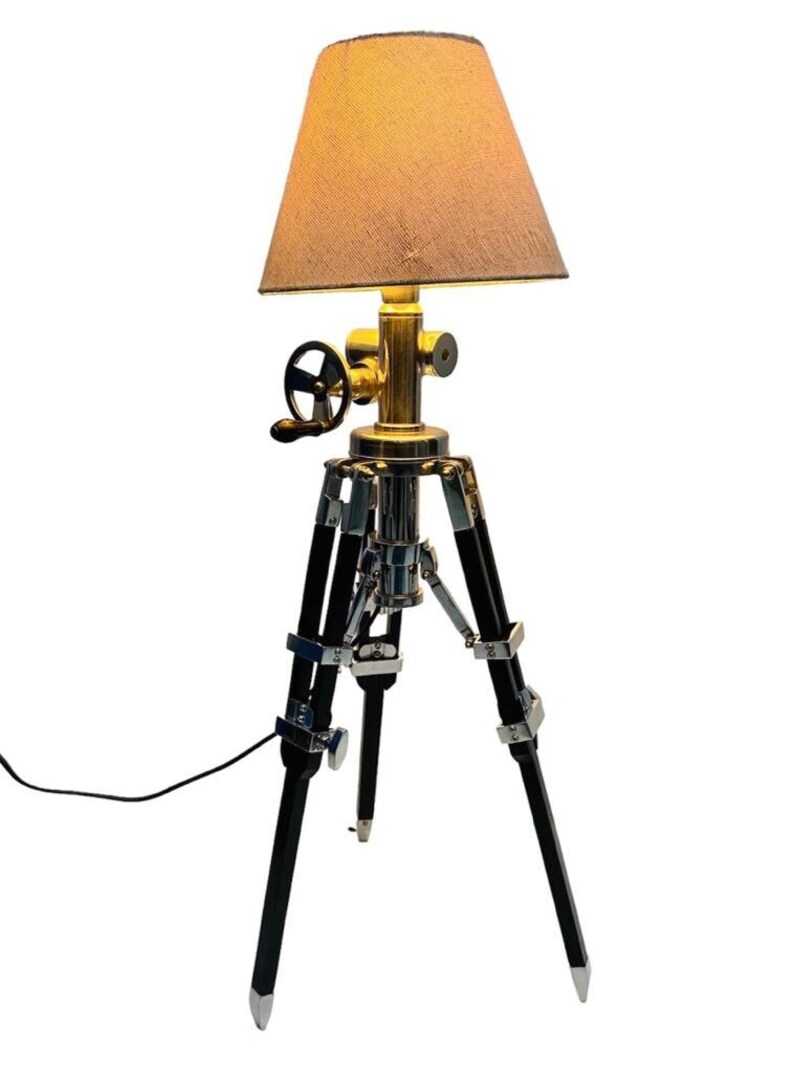 Nautical Wooden Tripod Stand Antique for Telescope Shade Lamps Home ...